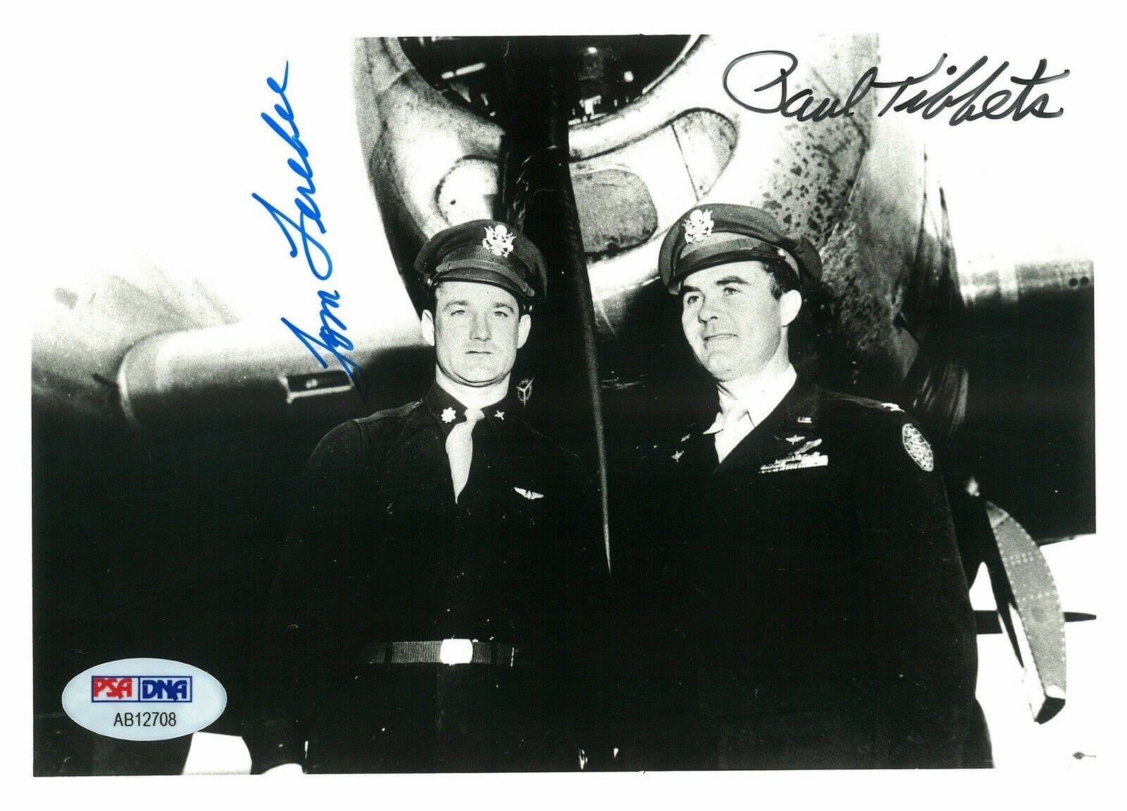 Tibbets Ferebee Dual Signed 5x7 Enola Gay B 9 Psa Dna Ab12708 Wwii Atomic Bomb Opens In A New