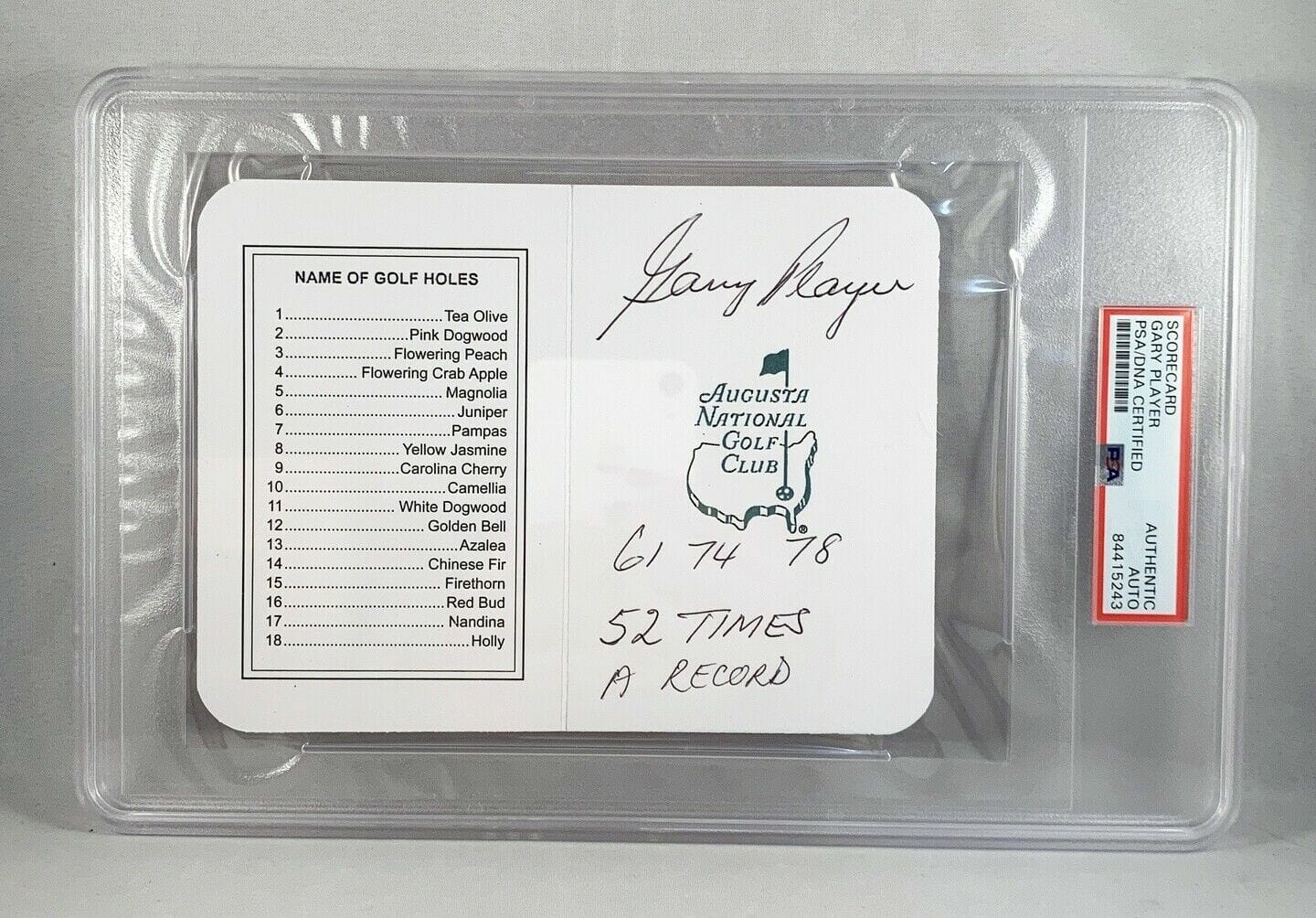 Masters Champion Gary Player Signed Masters Scorecard PSA/DNA COA ... Masters Champion Gary Player Signed Masters Scorecard PSA/DNA COA ...