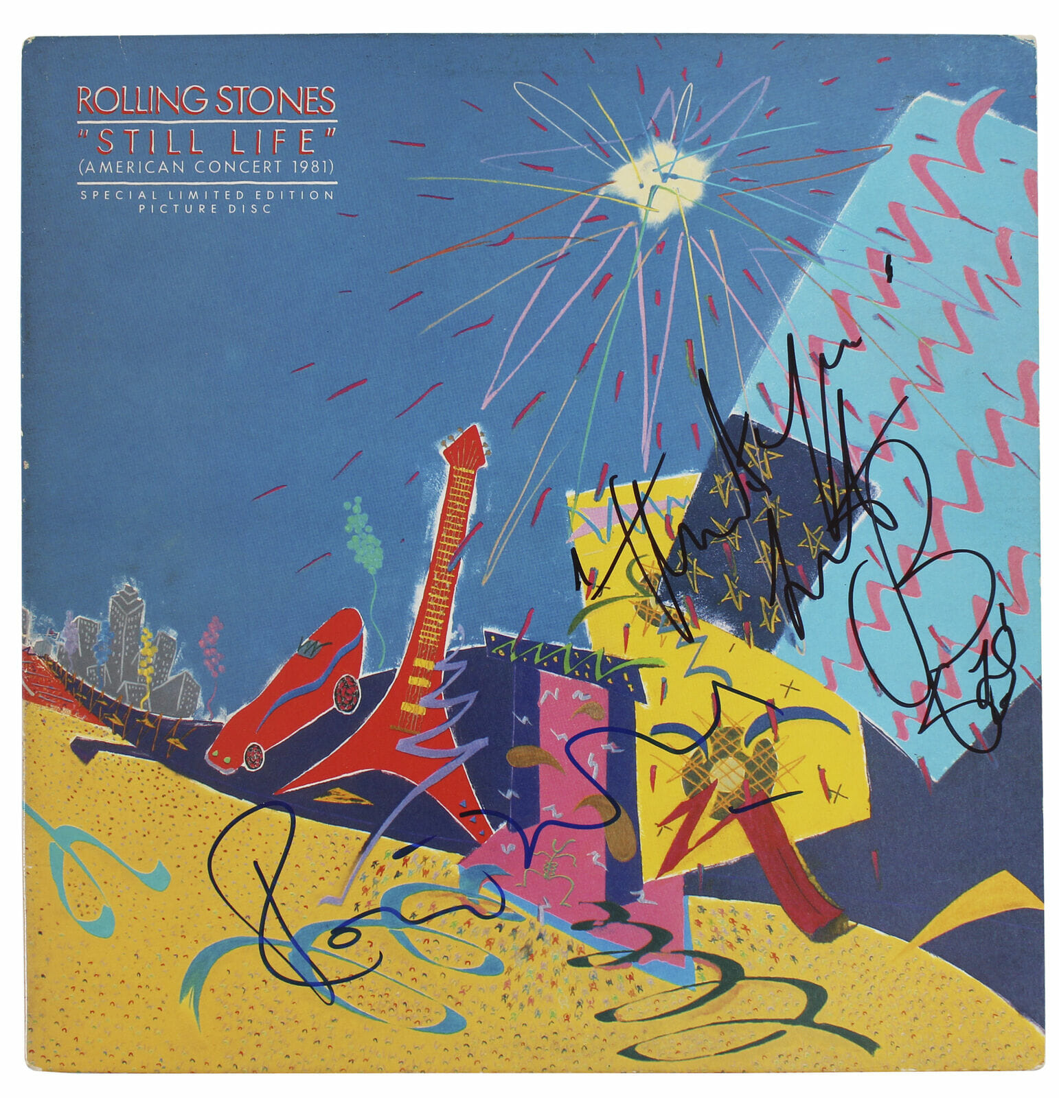 Ronnie Wood And Charlie Watts Rolling Stones Signed Album Cover Bas