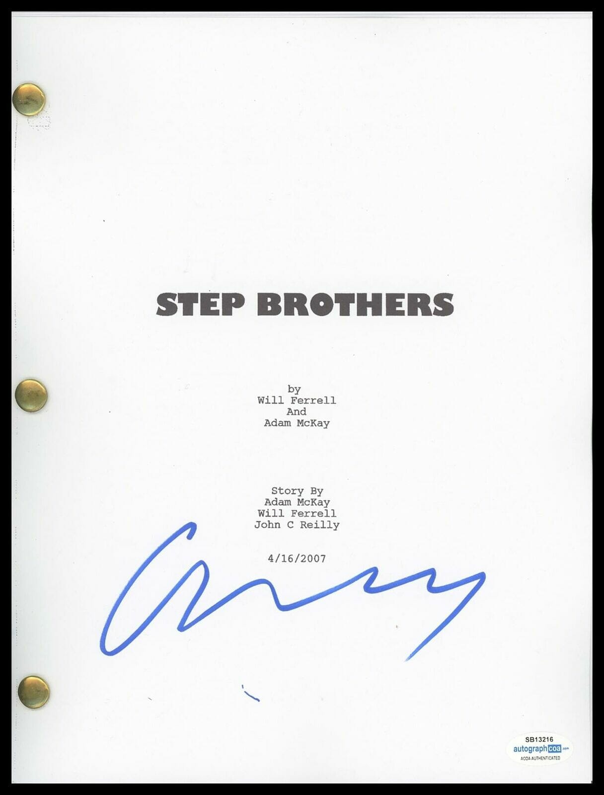 Adam McKay "Step Brothers" AUTOGRAPH Signed Full Complete Script Screenplay ACOA | Autographia