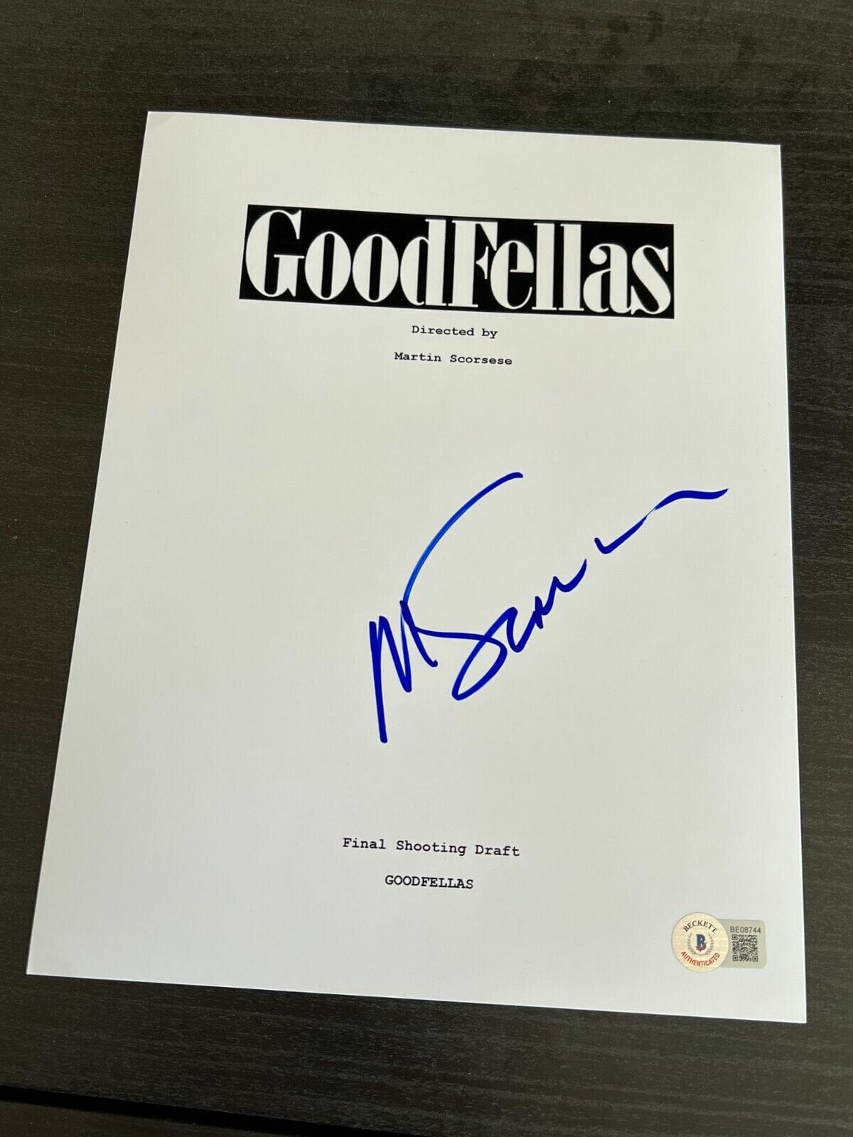 MARTIN SCORSESE SIGNED MOVIE SCRIPT GOODFELLAS DENIRO LIOTTA BECKETT BAS COA X1 | Autographia
