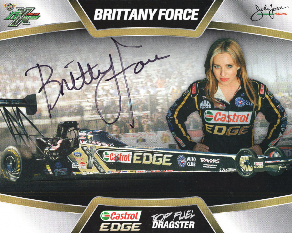 BRITTANY FORCE HAND SIGNED 8x10 COLOR PHOTO+COA AWESOME+SEXY NHRA DRIVER | Autographia