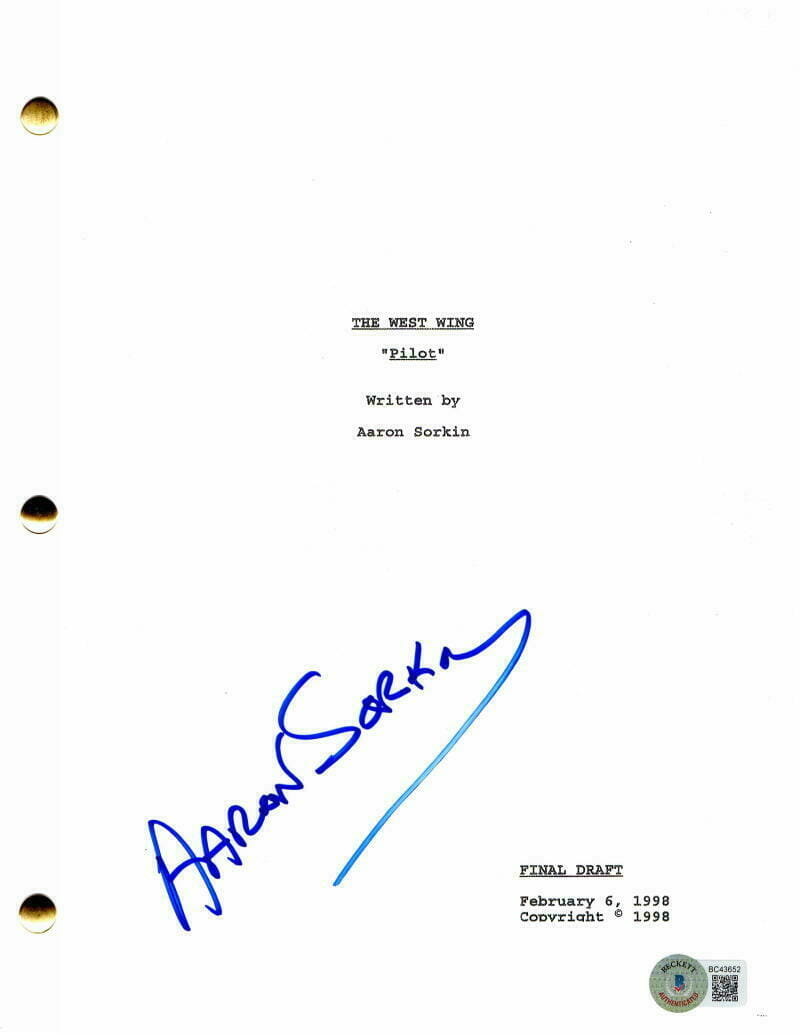 AARON SORKIN SIGNED AUTOGRAPH THE WEST WING FULL PILOT SCRIPT - THE ...