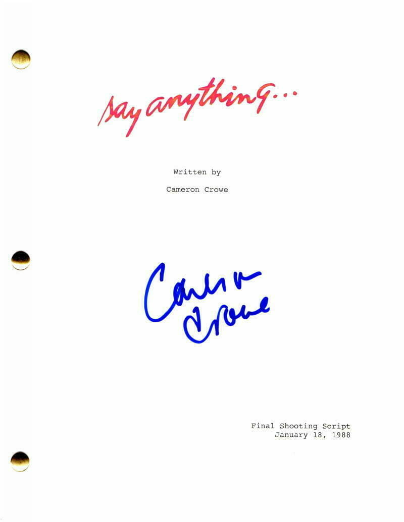 CAMERON CROWE SIGNED AUTOGRAPH SAY ANYTHING FULL MOVIE SCRIPT - W/ JOHN ...