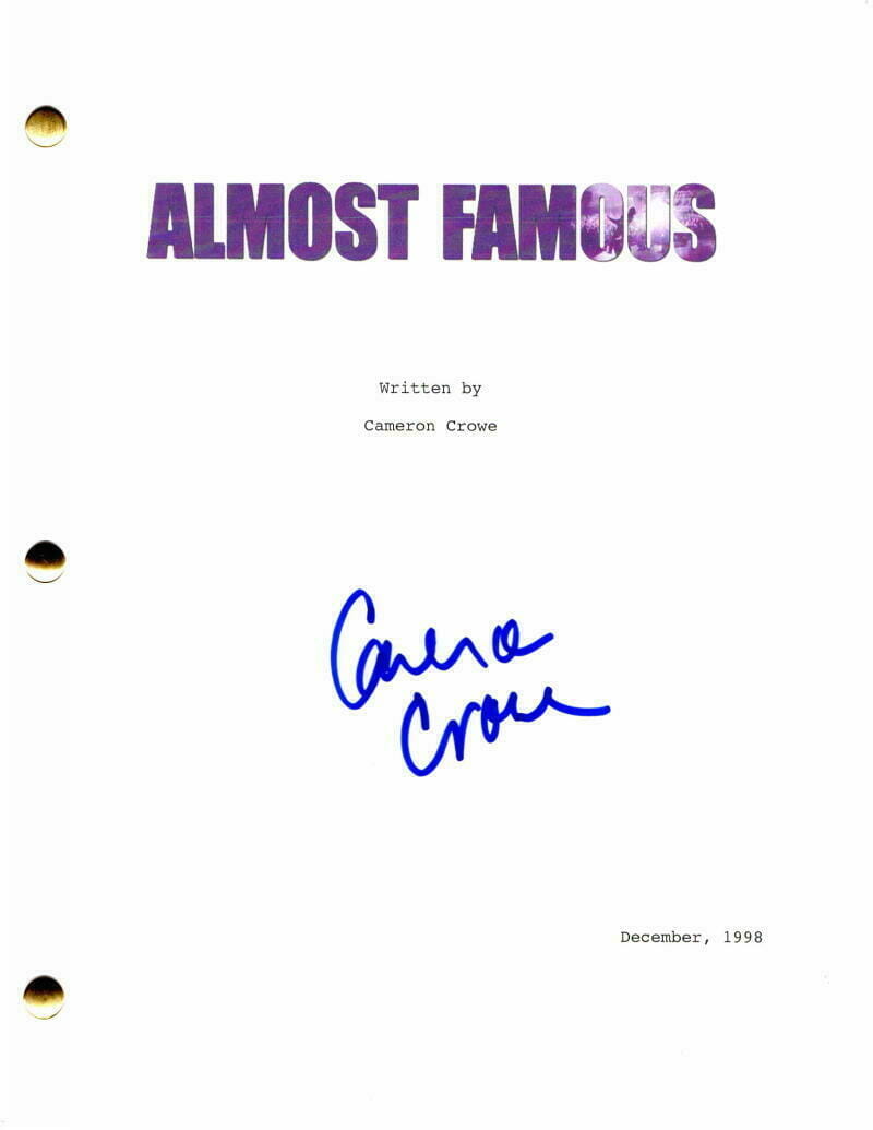 CAMERON CROWE SIGNED AUTOGRAPH ALMOST FAMOUS FULL MOVIE SCRIPT W/ KATE ...