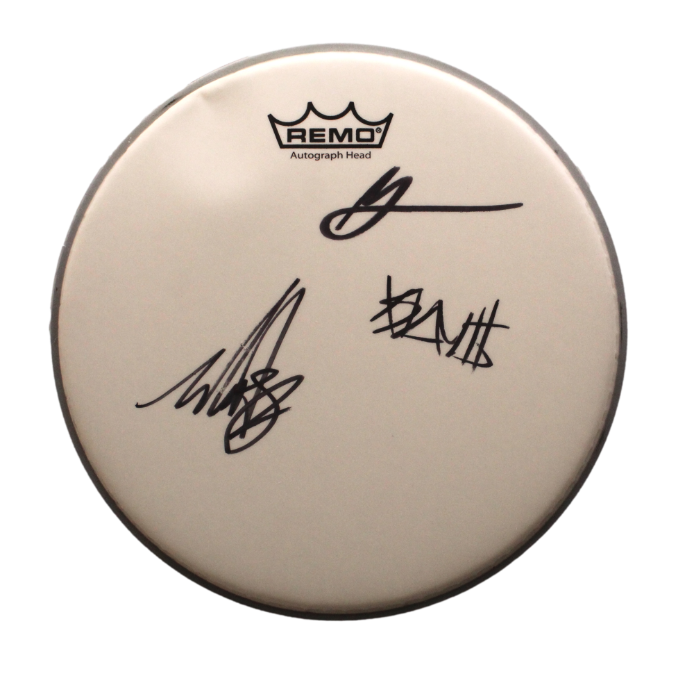BLINK-182 FULL BAND SIGNED AUTOGRAPH 10" DRUMHEAD TRAVIS BARKER, MARK ...