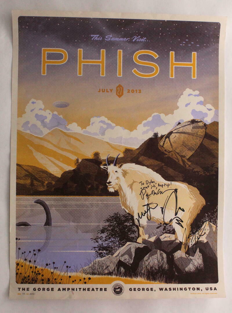 PHISH FULL BAND (X4) SIGNED AUTOGRAPH 18X24 CONCERT TOUR POSTER 7/27/13 ...