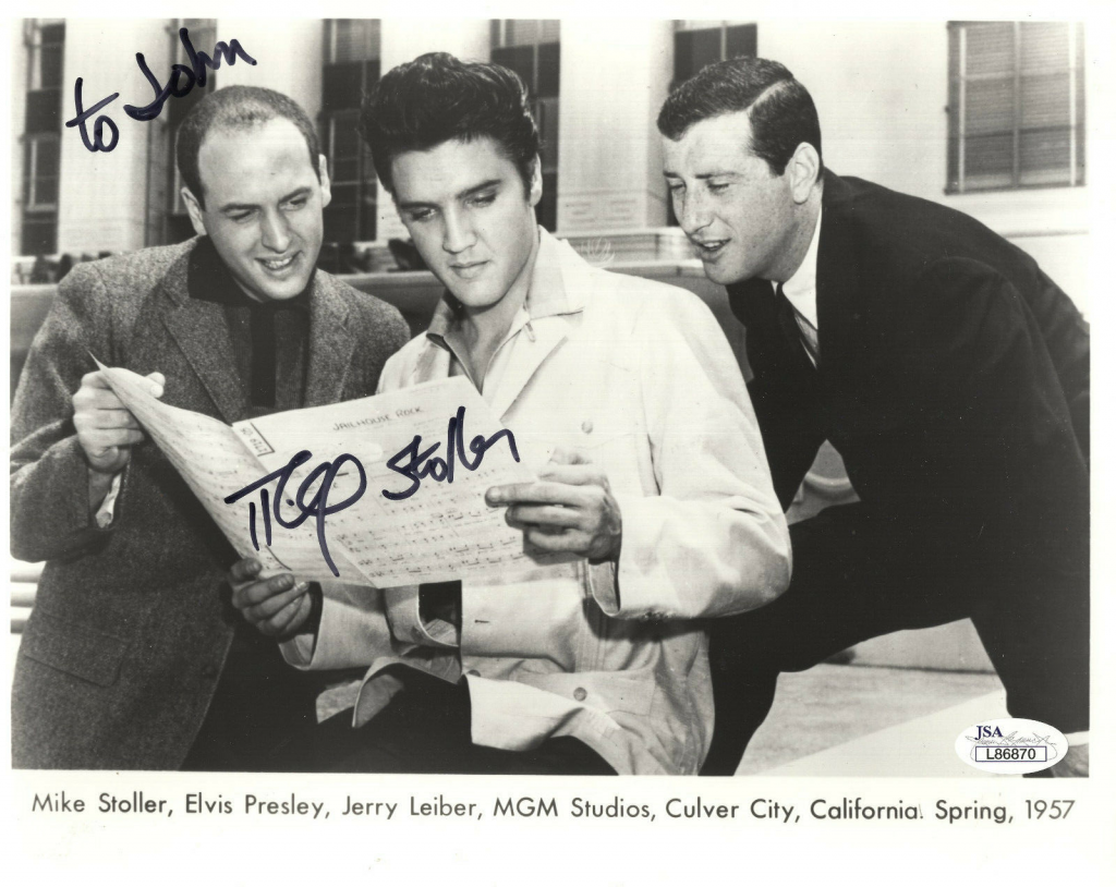 MIKE STOLLER HAND SIGNED 8x10 PHOTO RARE POSE+ELVIS PRESLEY TO JOHN JSA ...