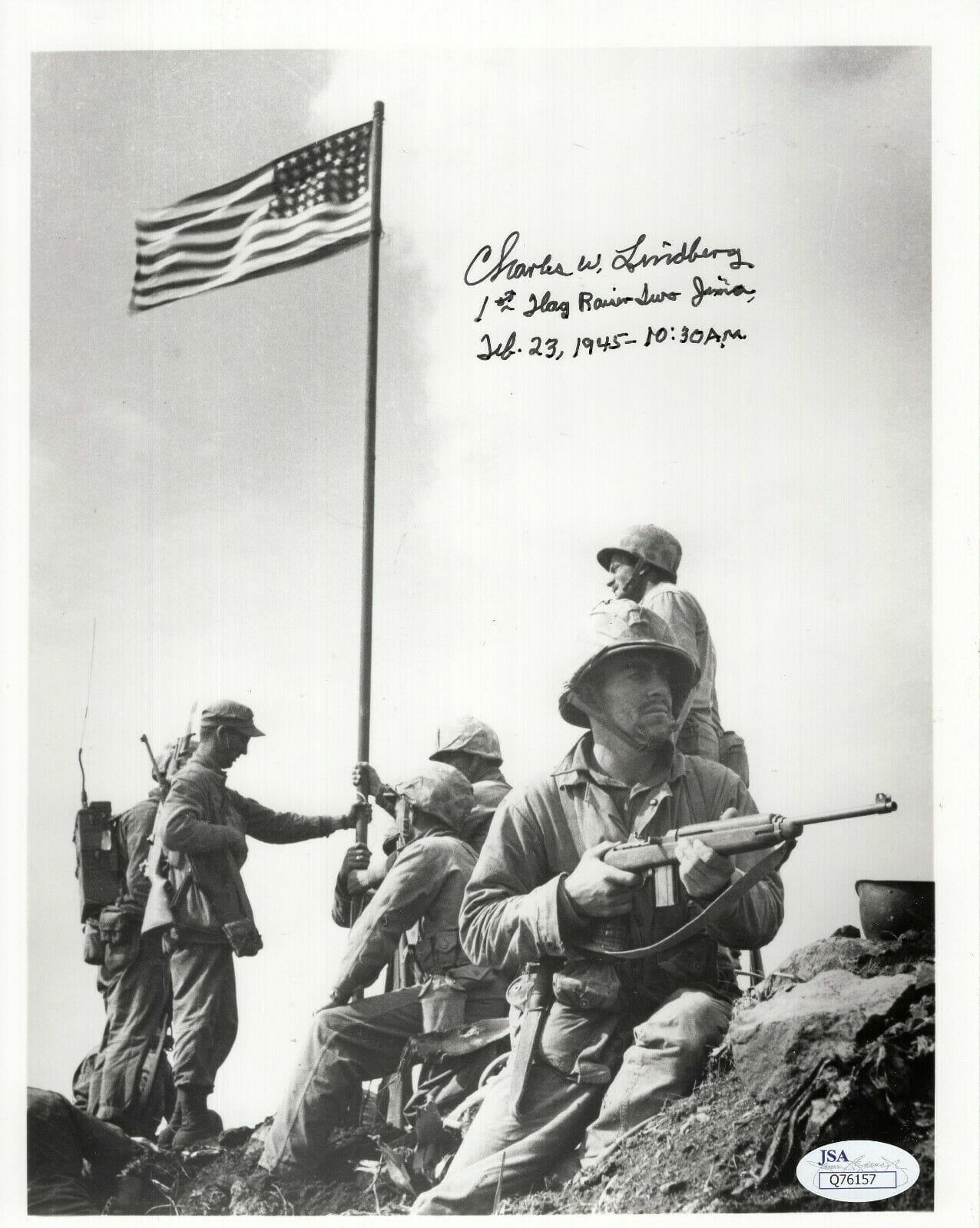 CHARLES LINDBERG HAND SIGNED 8x10 PHOTO RARE 1st FLAG RAISER IWO JIMA ...