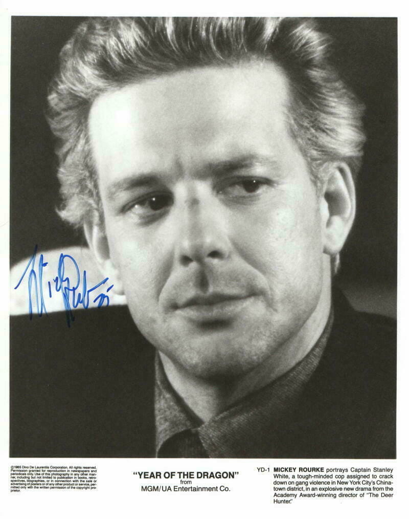 MICKEY ROURKE SIGNED AUTOGRAPH 8X10 PHOTO - AMAZING VINTAGE FULL ...