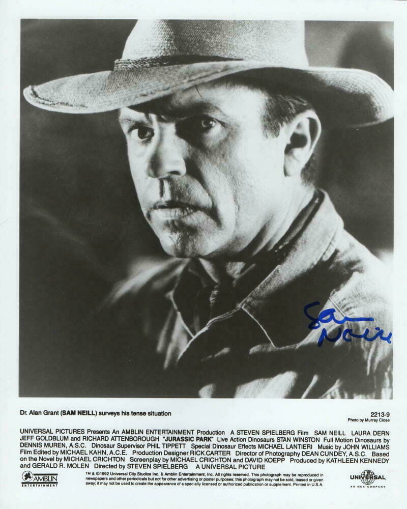 SAM NEILL SIGNED AUTOGRAPH 8X10 PHOTO - VERY RARE JURASSIC PARK PRESS ...