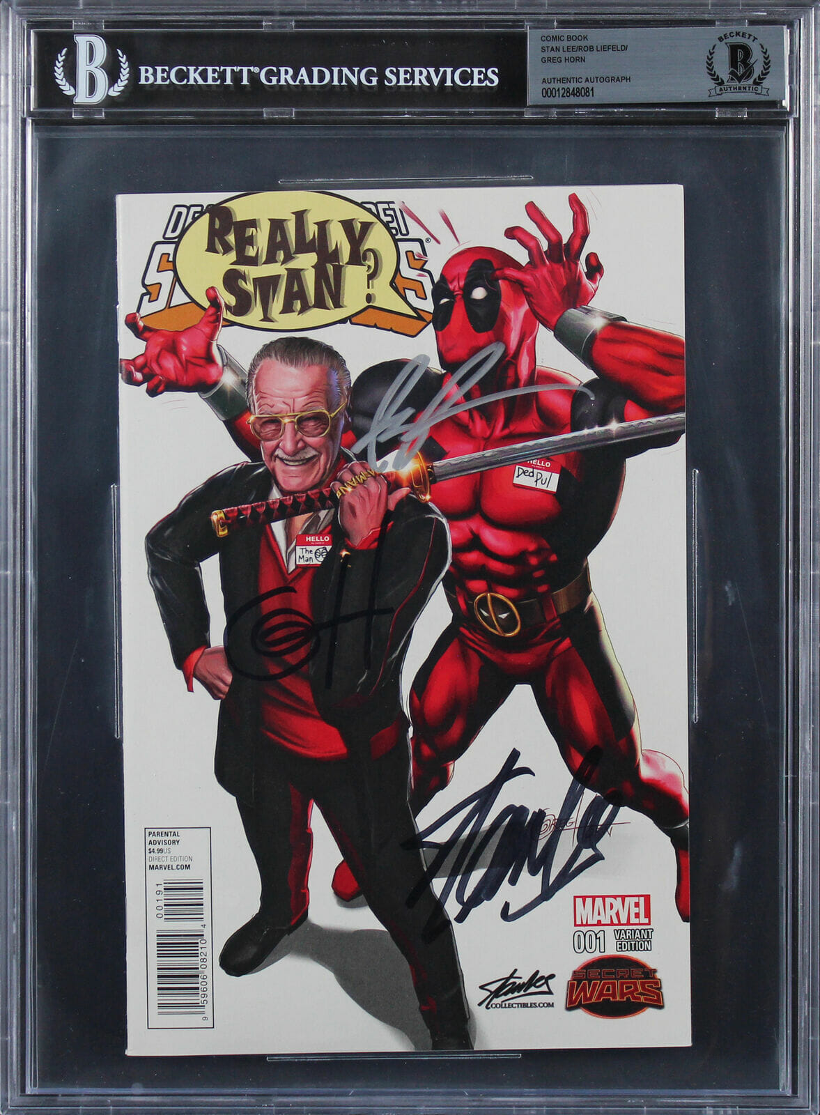 (3) Stan Lee, Liefeld & Horn Signed Deadpool 001 Variant Edition Comic ...