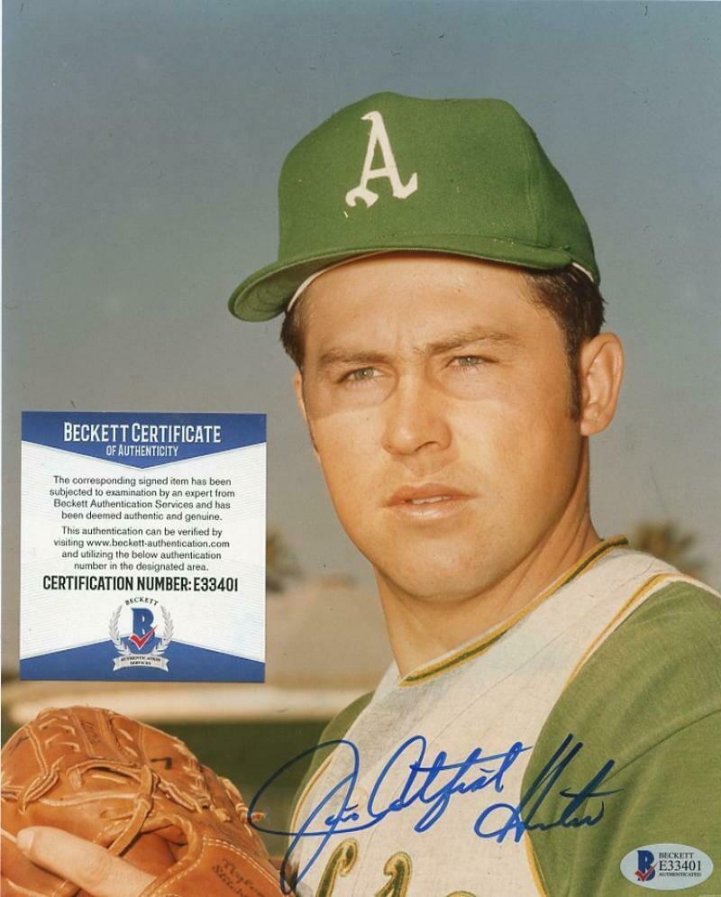 JIM CATFISH HUNTER OAKLAND A'S SIGNED AUTOGRAPHED 8X10 PHOTO BAS E33401 ...