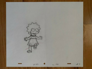 SIMPSONS CARTOON ANIMATION ART PENCIL CEL DRAWING OF LISA SIMPSON HAPPY ...