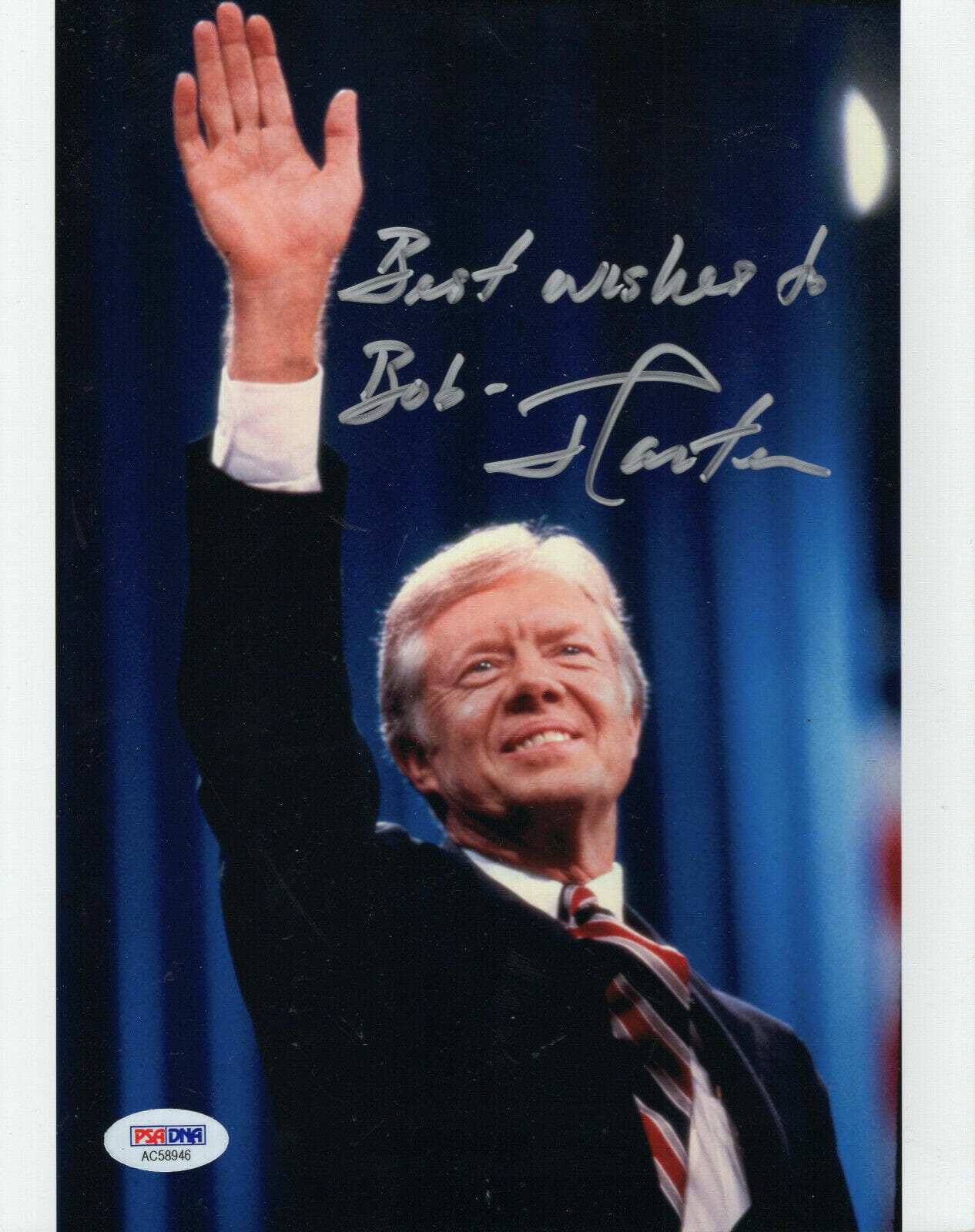 JIMMY CARTER HAND SIGNED 8x10 COLOR PHOTO AMAZING POSE TO BOB PSA ...