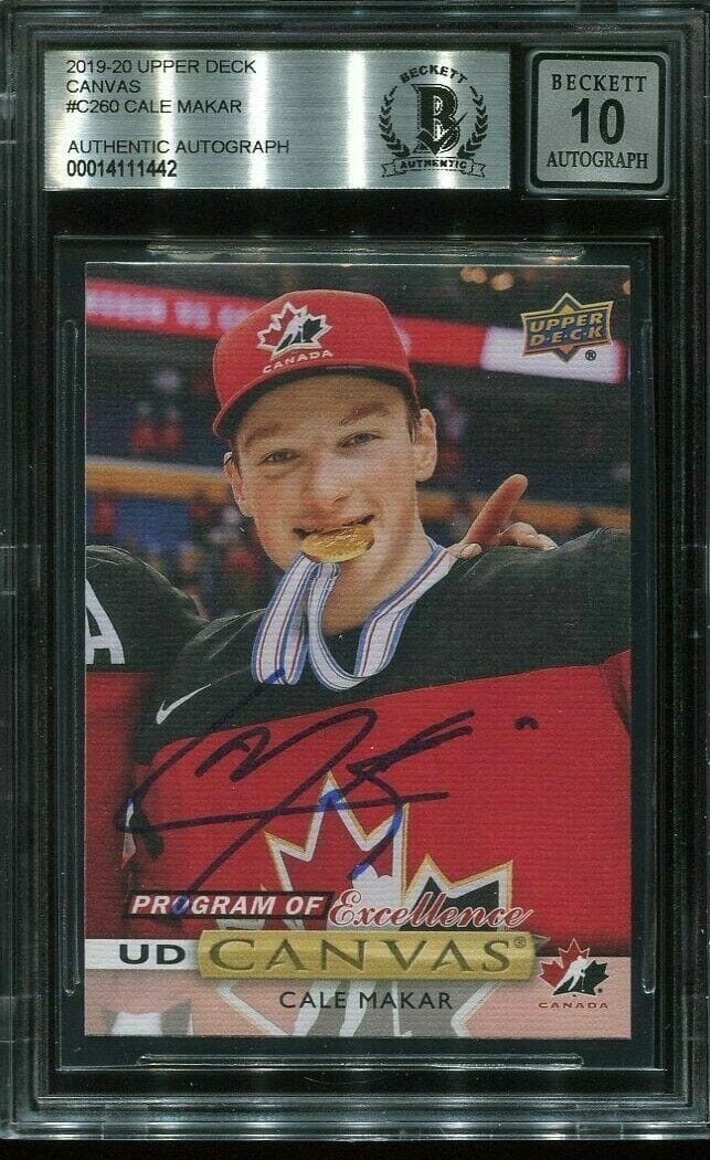 AVS CALE MAKAR signed autographed 2019 UD CANVAS POE ROOKIE CARD RC ...