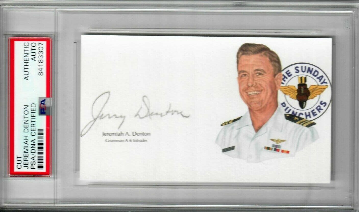 JEREMIAH DENTON SIGNED CUT SIGNATURE PSA DNA 84183307 (D) VIETNAM POW ...