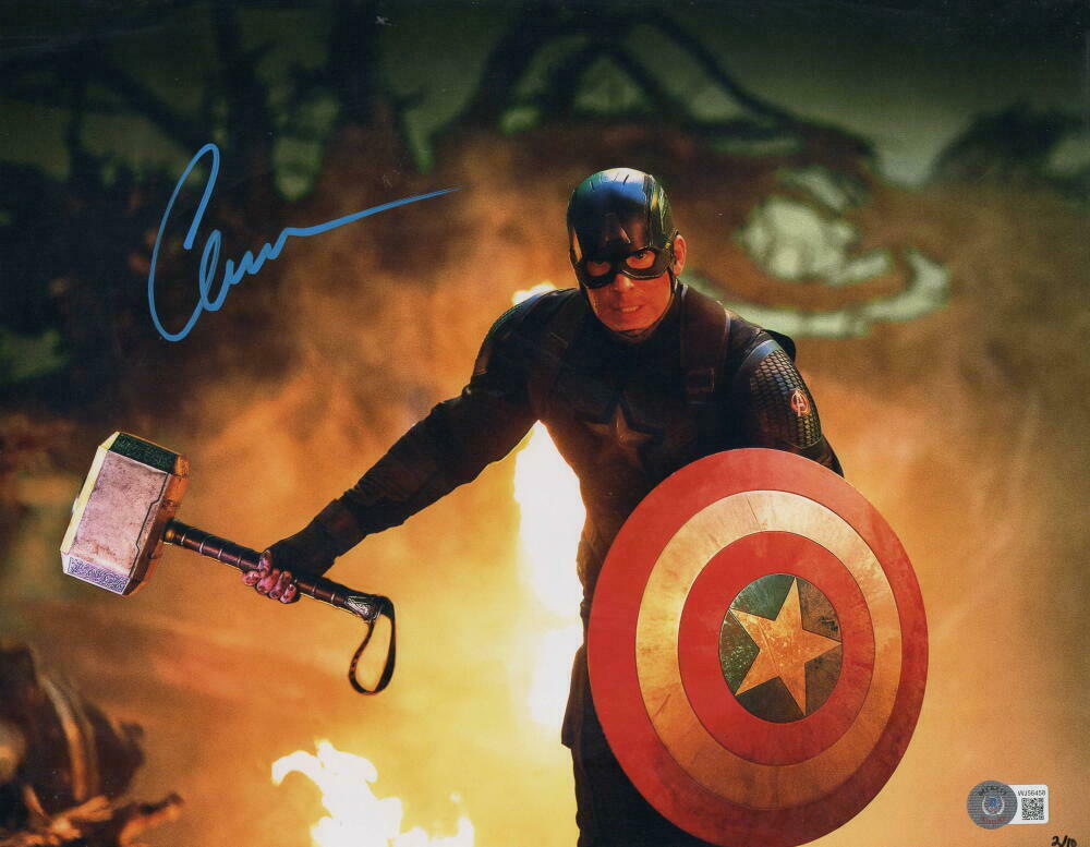 CHRIS EVANS SIGNED CAPTAIN AMERICA 11X14 PHOTO METALLIC PRINT AUTOGRAPH ...