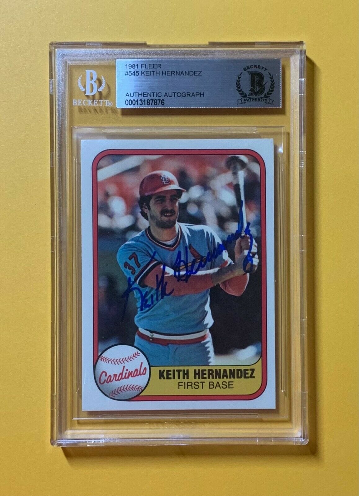 1981 FLEER KEITH HERNANDEZ #545 AUTHENTIC AUTOGRAPH BECKETT CERTIFIED ...