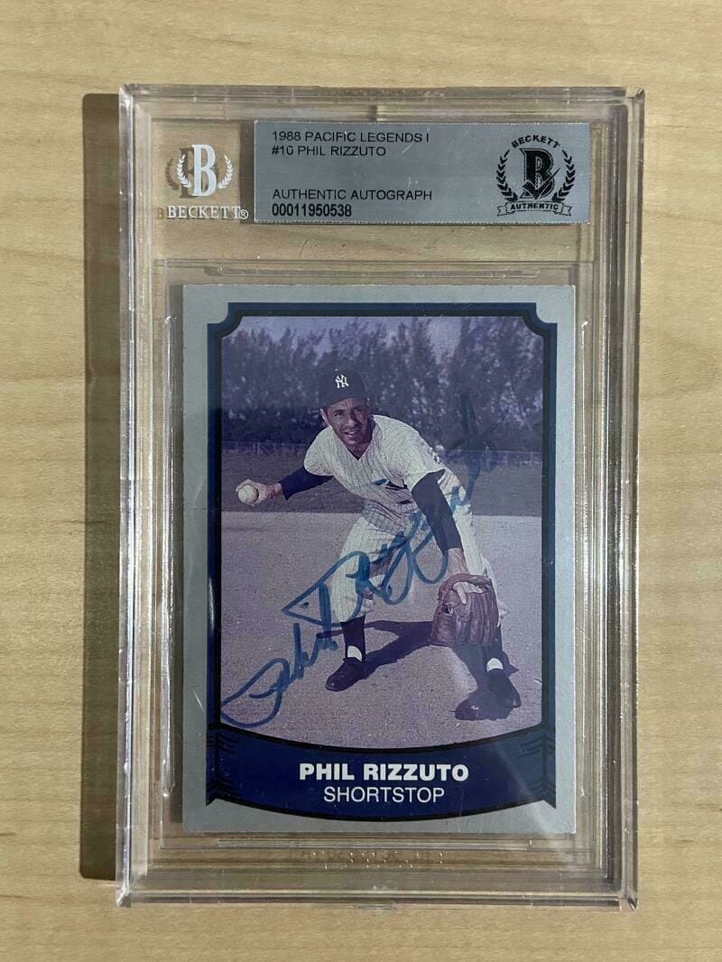 1988 PACIFIC LEGENDS PHIL RIZZUTO YANKEES BECKETT AUTHENTIC AUTO ...