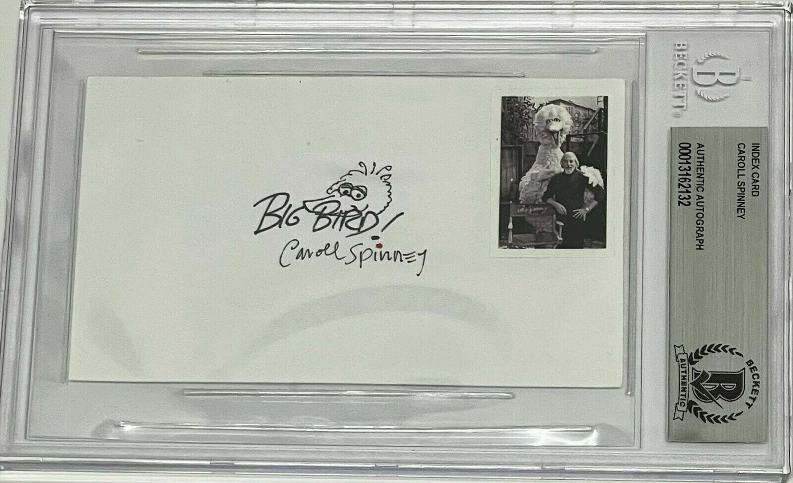 CAROLL SPINNEY Signed Autograph Encapsulated Big Bird Sketch BAS Opens ...