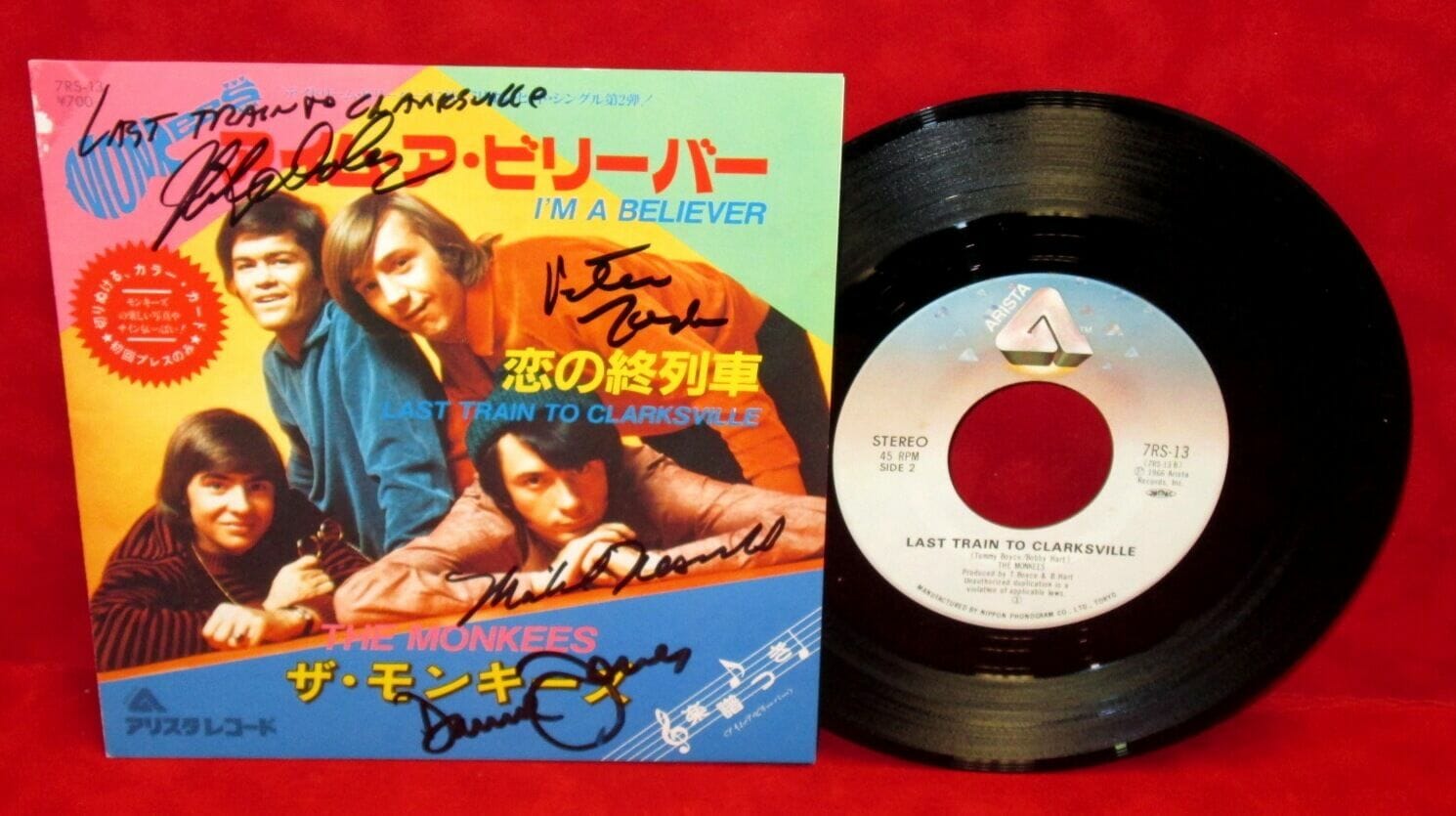 THE MONKEES Signed Autograph Japanese 45 Nesmith Davy Jones Tork Dolenz ...