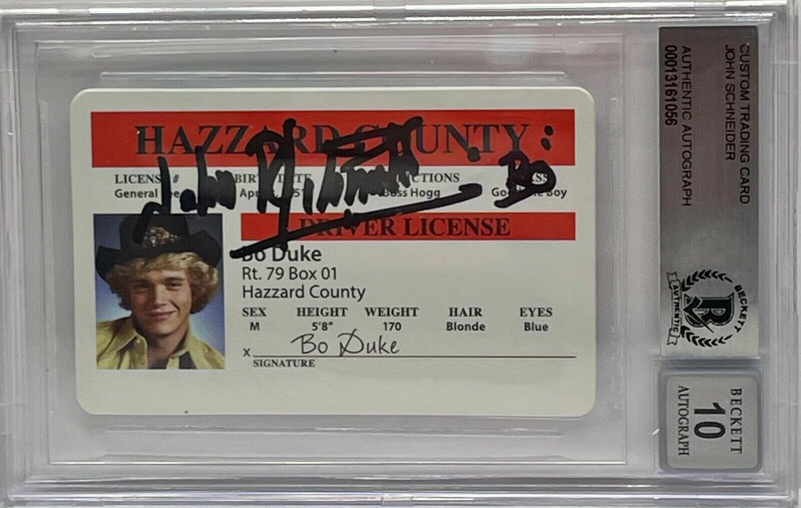 JOHN SCHNEIDER Signed Graded 10 Slabbed Drivers License Dukes of ...