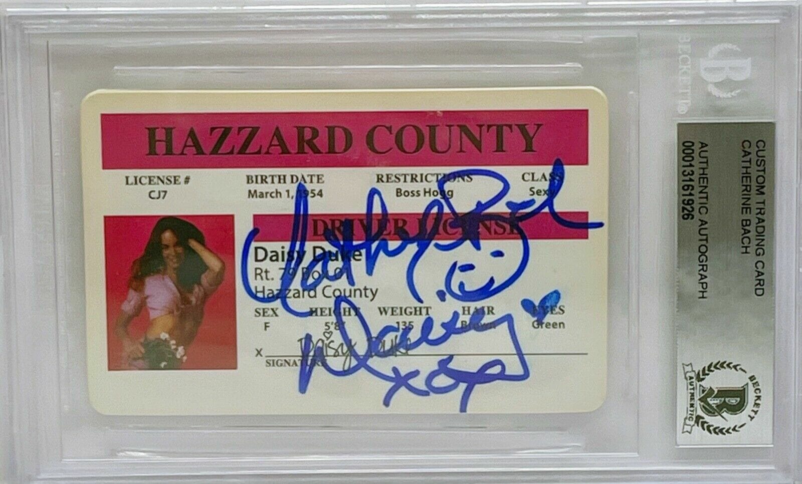 CATHERINE BACH "Daisy" Signed Slabbed Drivers License Dukes of Hazzard ...