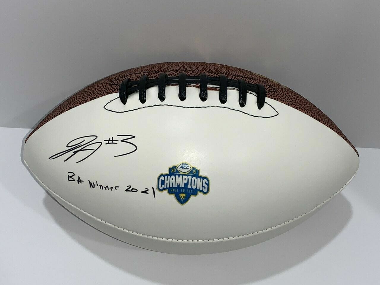 JORDAN ADDISON SIGNED FOOTBALL PITT PANTHERS 2021 ACC CHAMPIONS PROOF ...