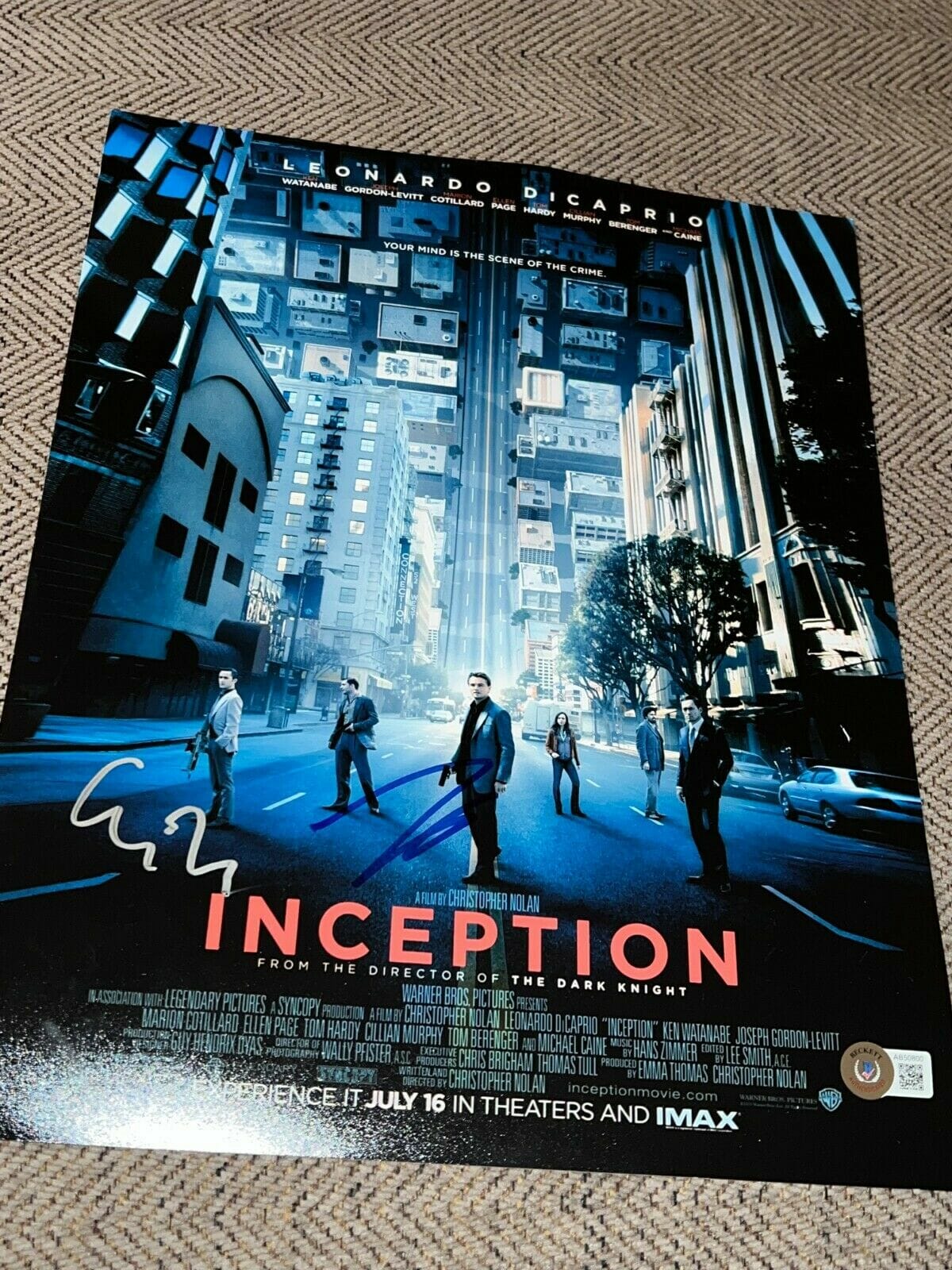 CHRISTOPHER NOLAN LEONARDO DICAPRIO SIGNED INCEPTION POSTER PHOTO ...