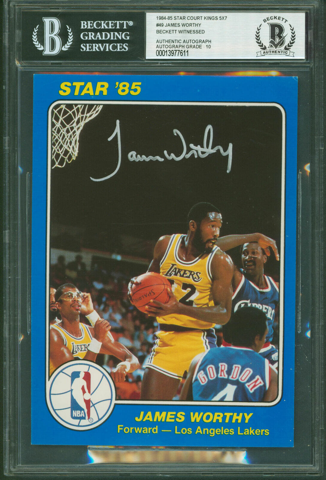 Lakers James Worthy Signed 1984 Star Court Kings 5x7 #49 Card Auto 10 ...