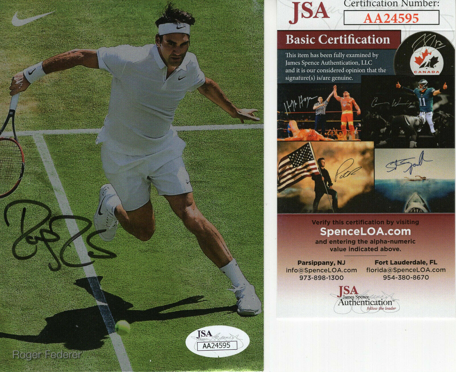 ROGER FEDERER HAND SIGNED 4x6 COLOR PHOTO INCREDIBLE ACTION POSE JSA ...