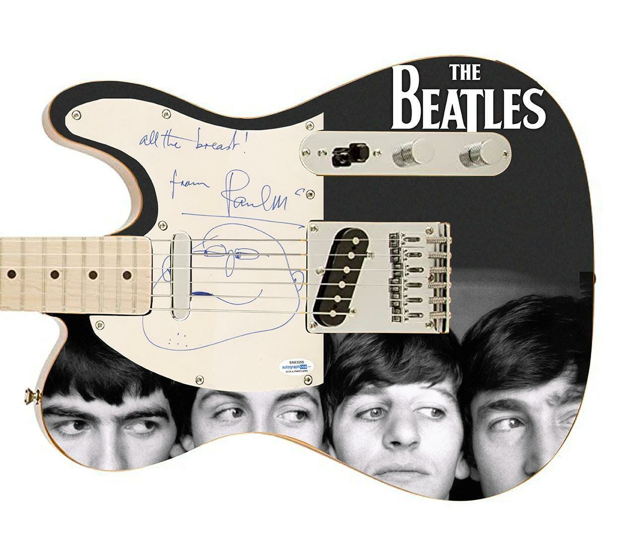The Beatles Paul McCartney Autographed Fender Guitar w Amazing Sketch ...