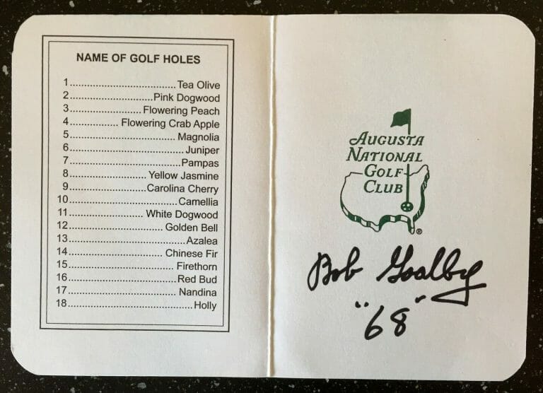 Bob Goalby Signed and Dated Masters Scorecard 1 COA | Autographia