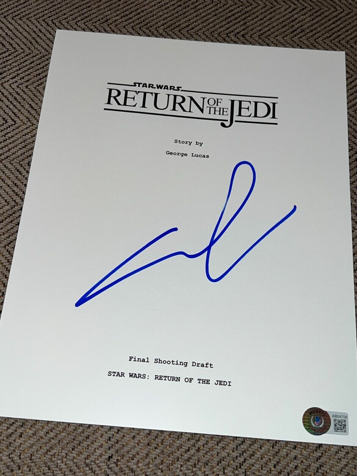 GEORGE LUCAS SIGNED AUTOGRAPH MOVIE SCRIPT STAR WARS RETURN OF JEDI ...