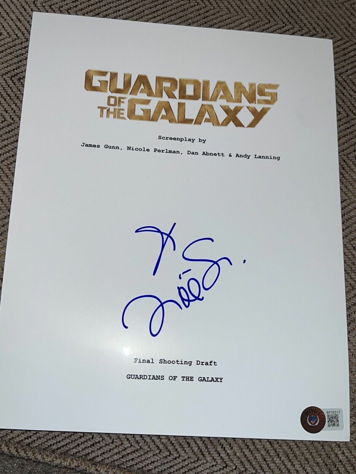 ZOE SALDANA SIGNED AUTOGRAPH MOVIE SCRIPT GUARDIANS OF THE GALAXY ...