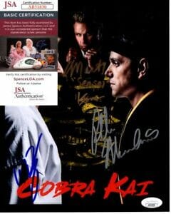 RALPH MACCHIO, WILLIAM ZABKA and MARTIN KOVE signed 8x10 COBRA KAI ...