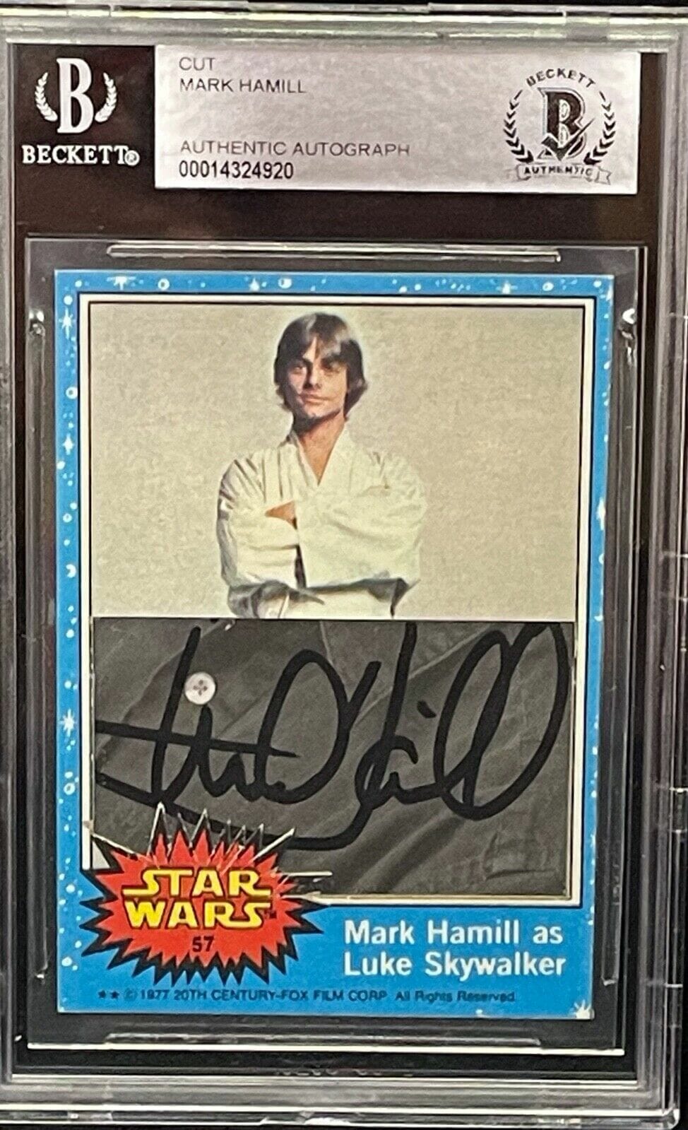 MARK HAMILL Signed Autograph Slabbed Star Wars Card LUKE SKYWALKER BAS ...