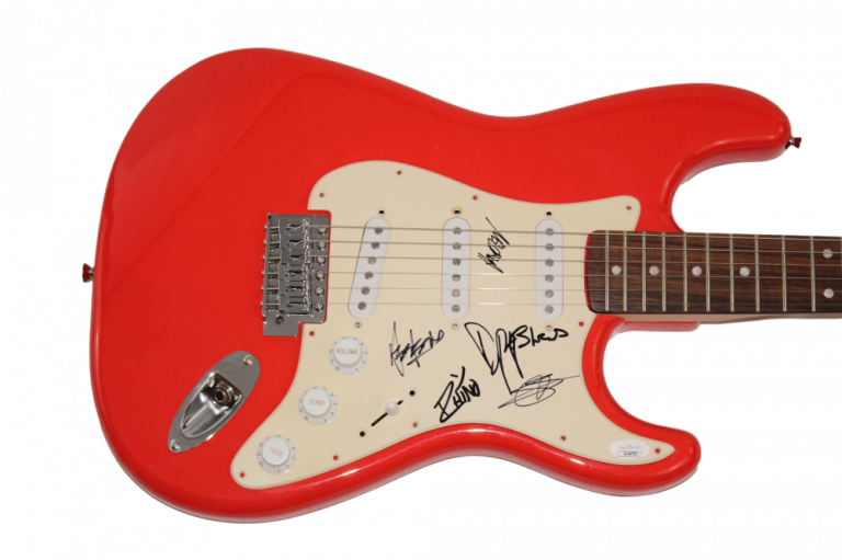 AWOLNATION FULL BAND SIGNED AUTOGRAPH FULL SIZE RED FENDER ELECTRIC ...