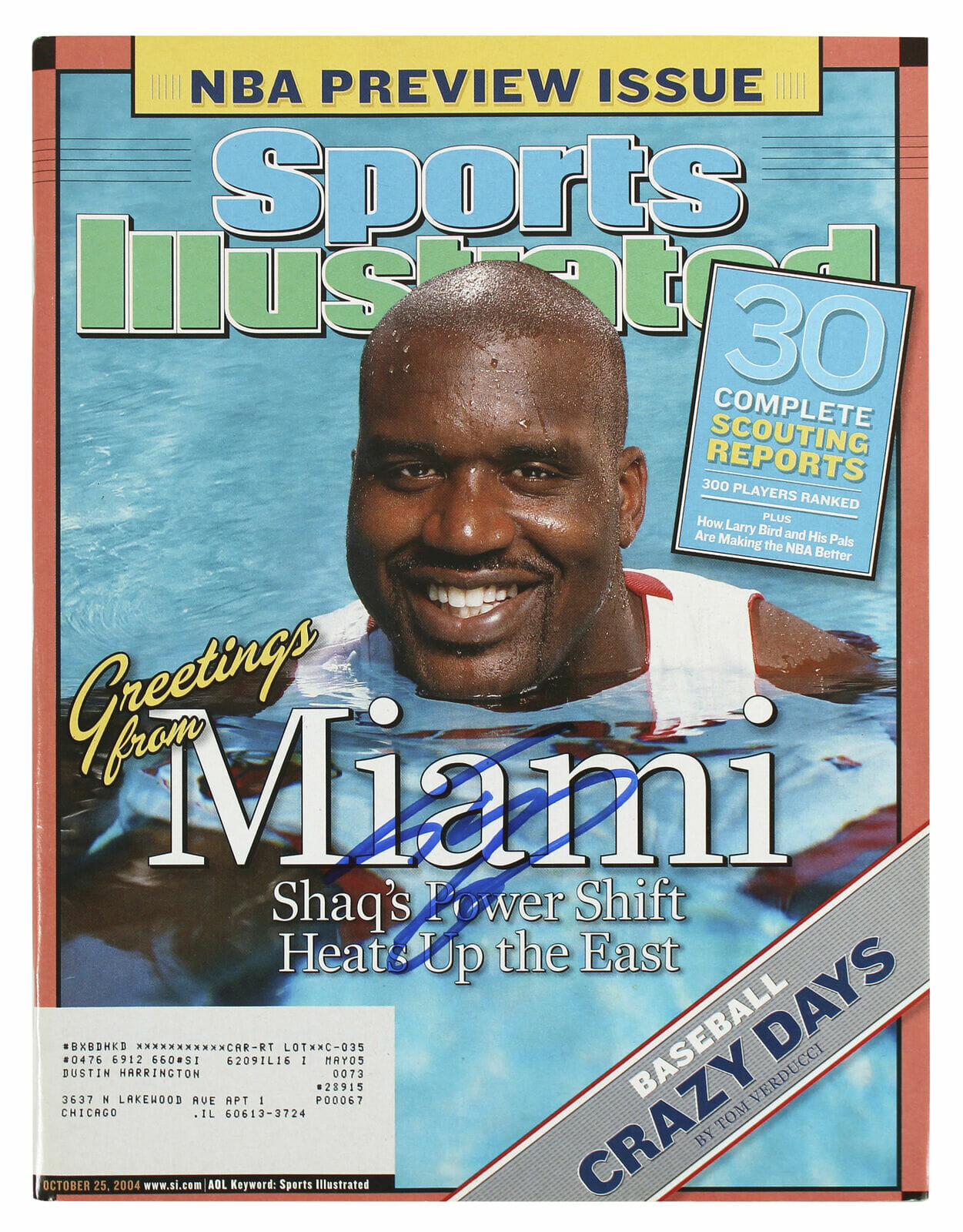 Heat Shaquille O'Neal Signed 2004 Sports Illustrated Magazine BAS Wit # ...