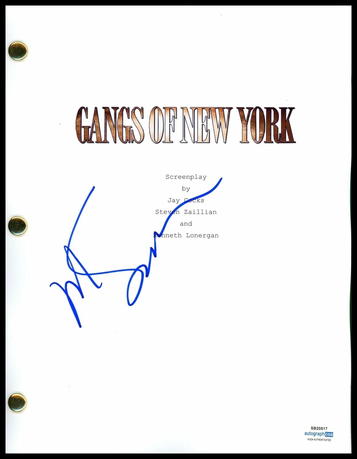 Martin Scorsese "Gangs of New York" AUTOGRAPH Signed Script Screenplay ...