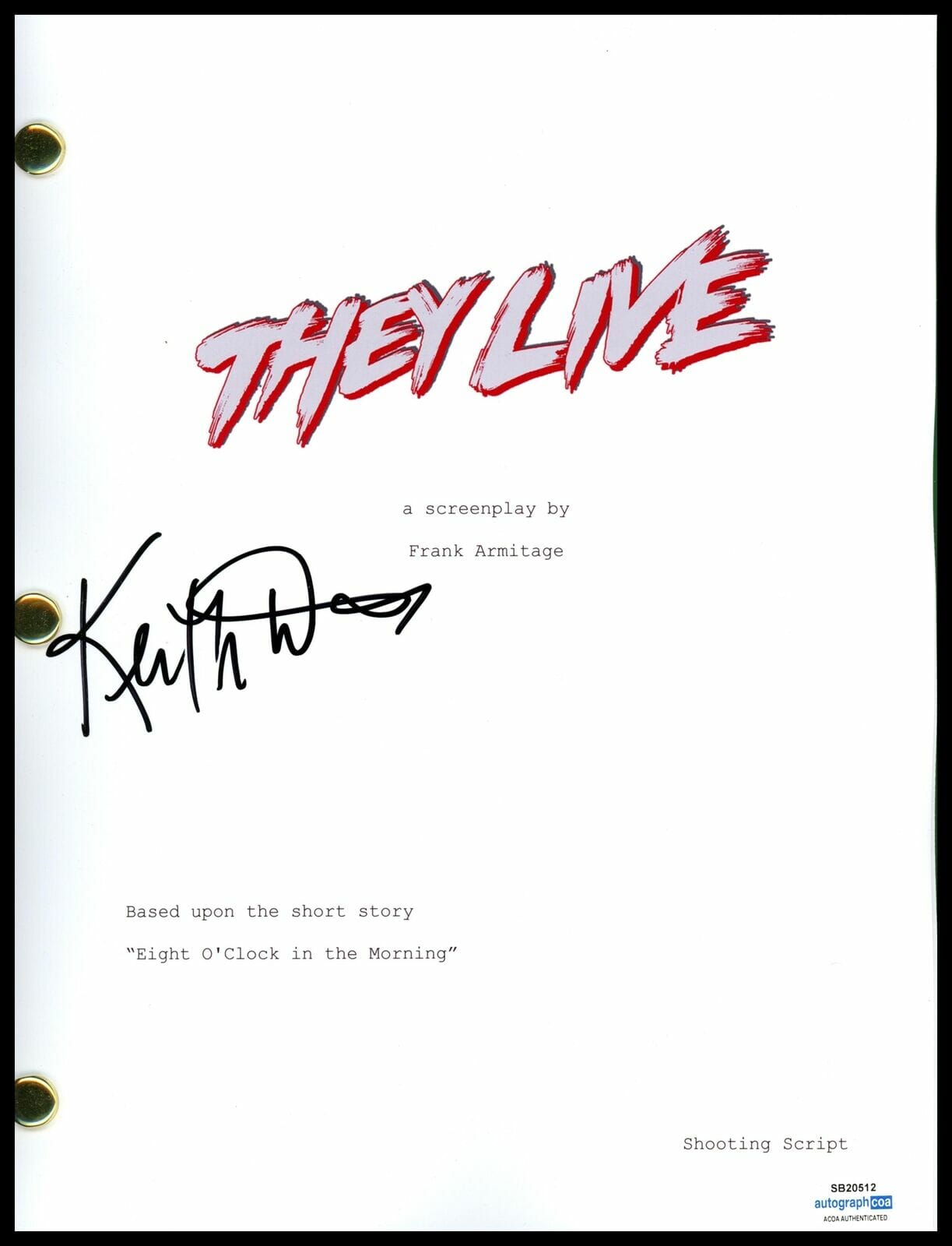 Keith David "They Live" AUTOGRAPH Signed Full Complete Script ...