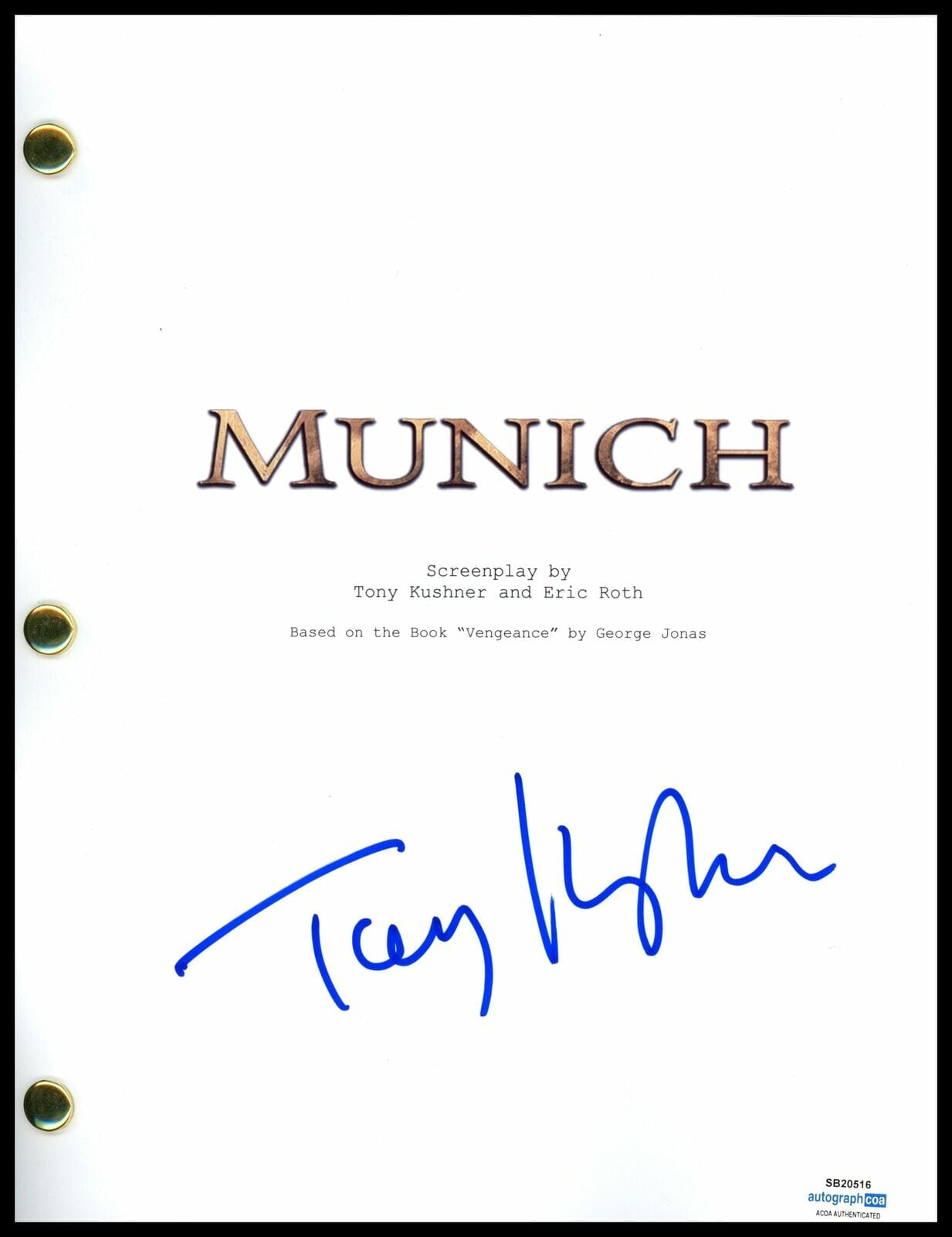 Tony Kushner "Munich" AUTOGRAPH Signed Full Complete Script Screenplay ...