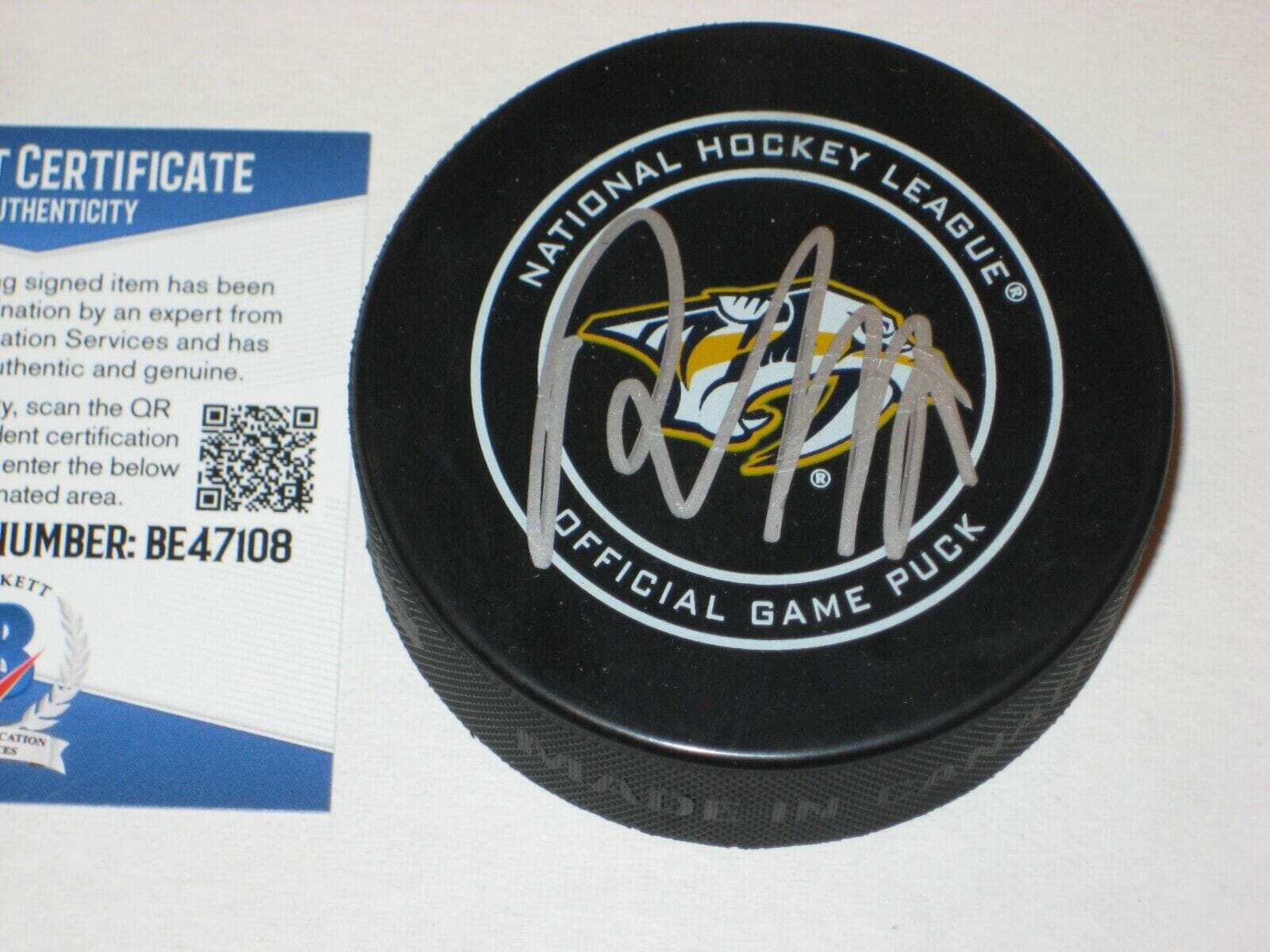 ROMAN JOSI Signed Nashville PREDATORS Official GAME Puck w/ Beckett COA ...