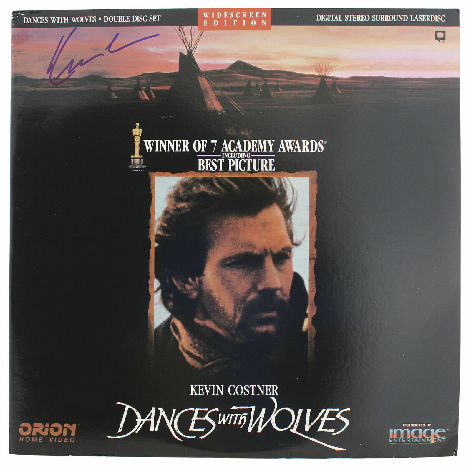 Kevin Costner Dances with Wolves Authentic Signed Laserdisc Cover BAS # ...