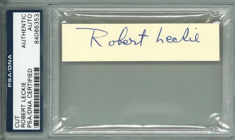 ROBERT LECKIE SIGNED CUT SIGNATURE PSA DNA 84066353 (D) WWII PACIFIC ...