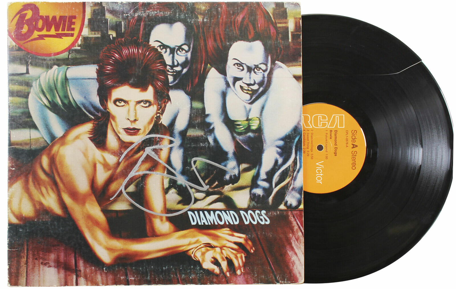 David Bowie Authentic Signed Diamond Dogs Album Cover W/ Vinyl JSA # ...