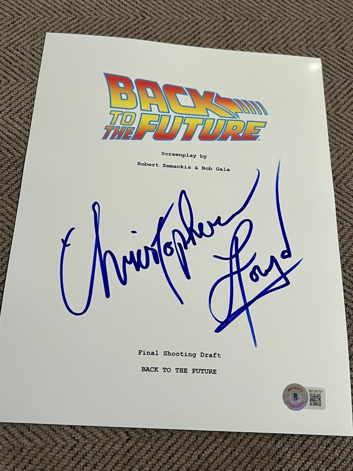 CHRISTOPHER LLOYD SIGNED AUTOGRAPH MOVIE SCRIPT BACK TO THE FUTURE ...