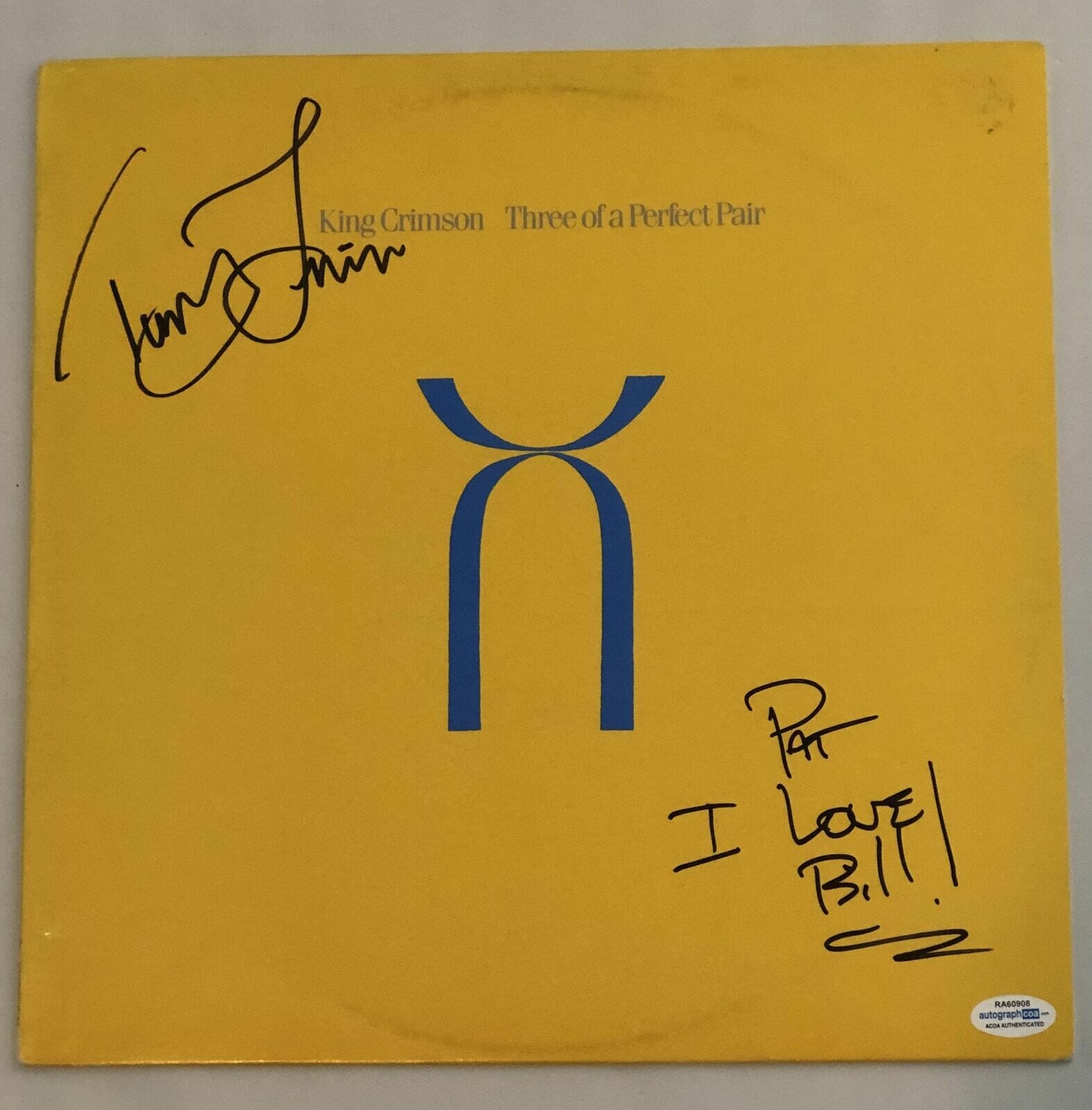 King Crimson Three of a Perfect Pair Autographed Vinyl Album Lp ACOA | Autographia