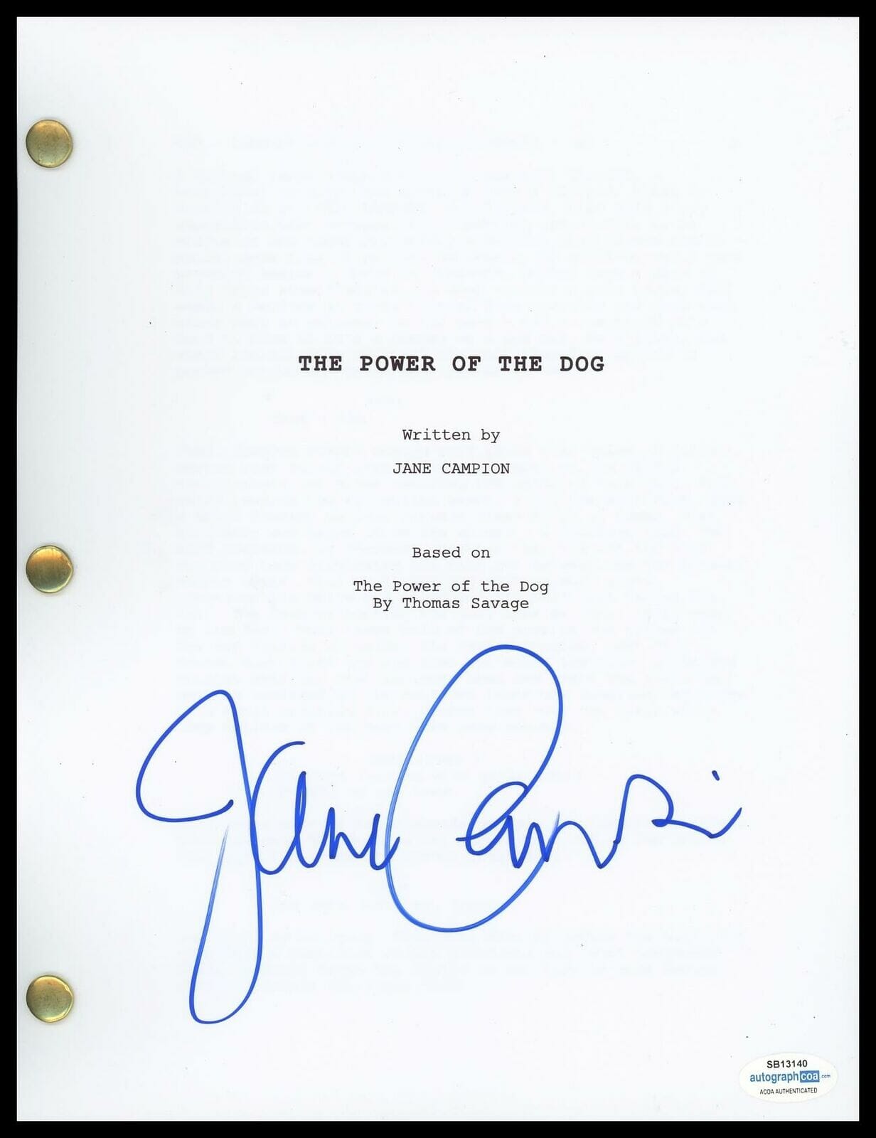 Jane Campion "The Power of the Dog" AUTOGRAPH Signed Complete ...